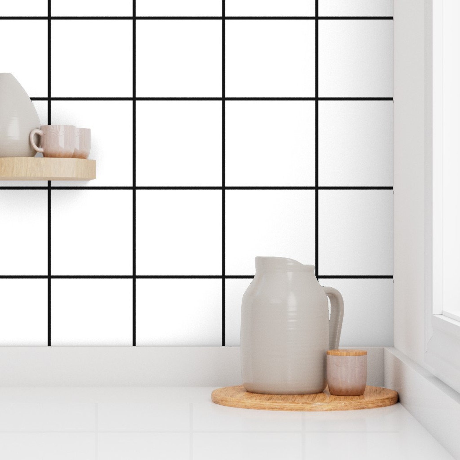 Grid Wallpaper Black and White Monochrome Grid by Sunny - Etsy