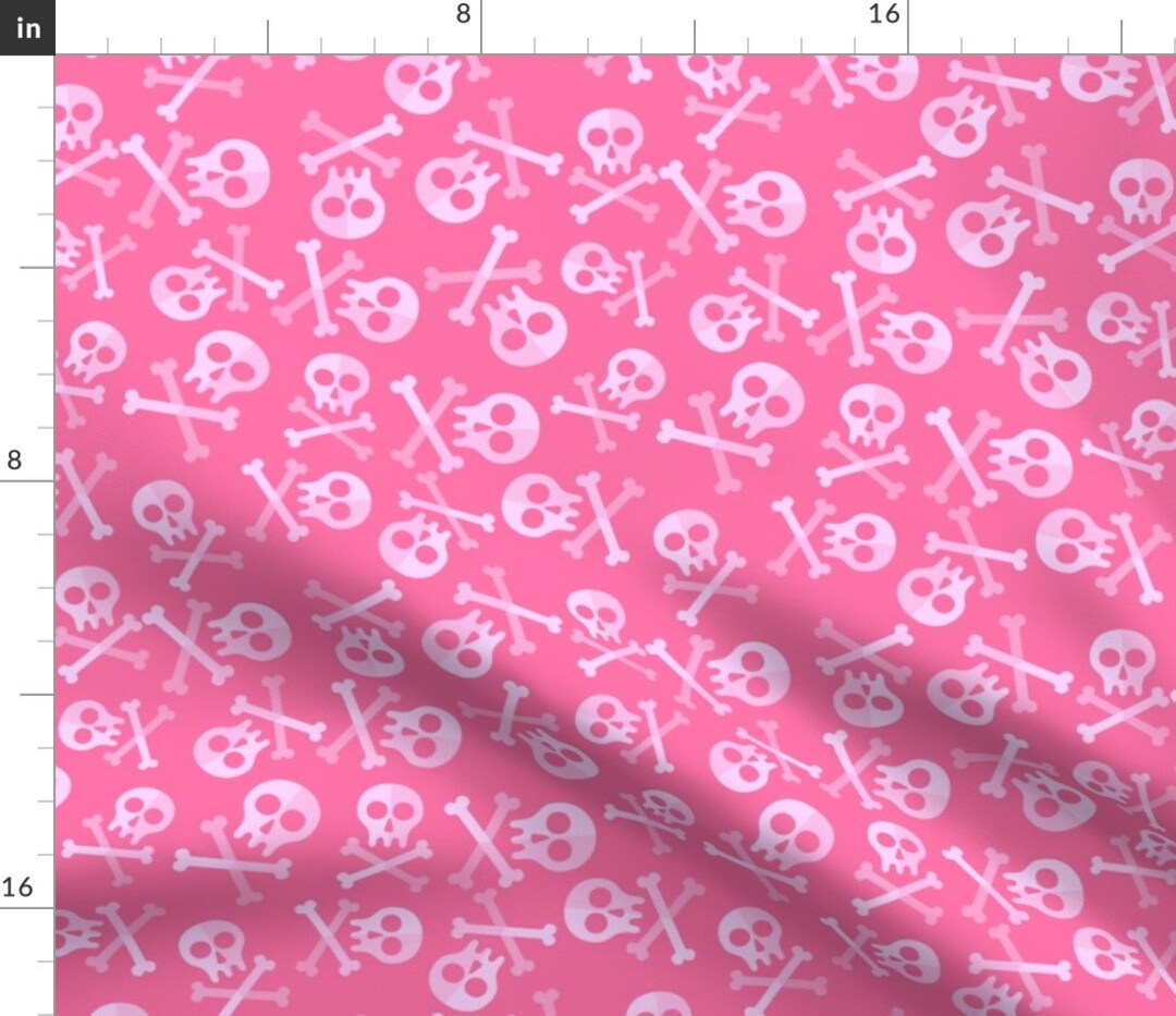 Pink Skull Fabric Cute Pink Skulls and Bones by Ksanask - Etsy