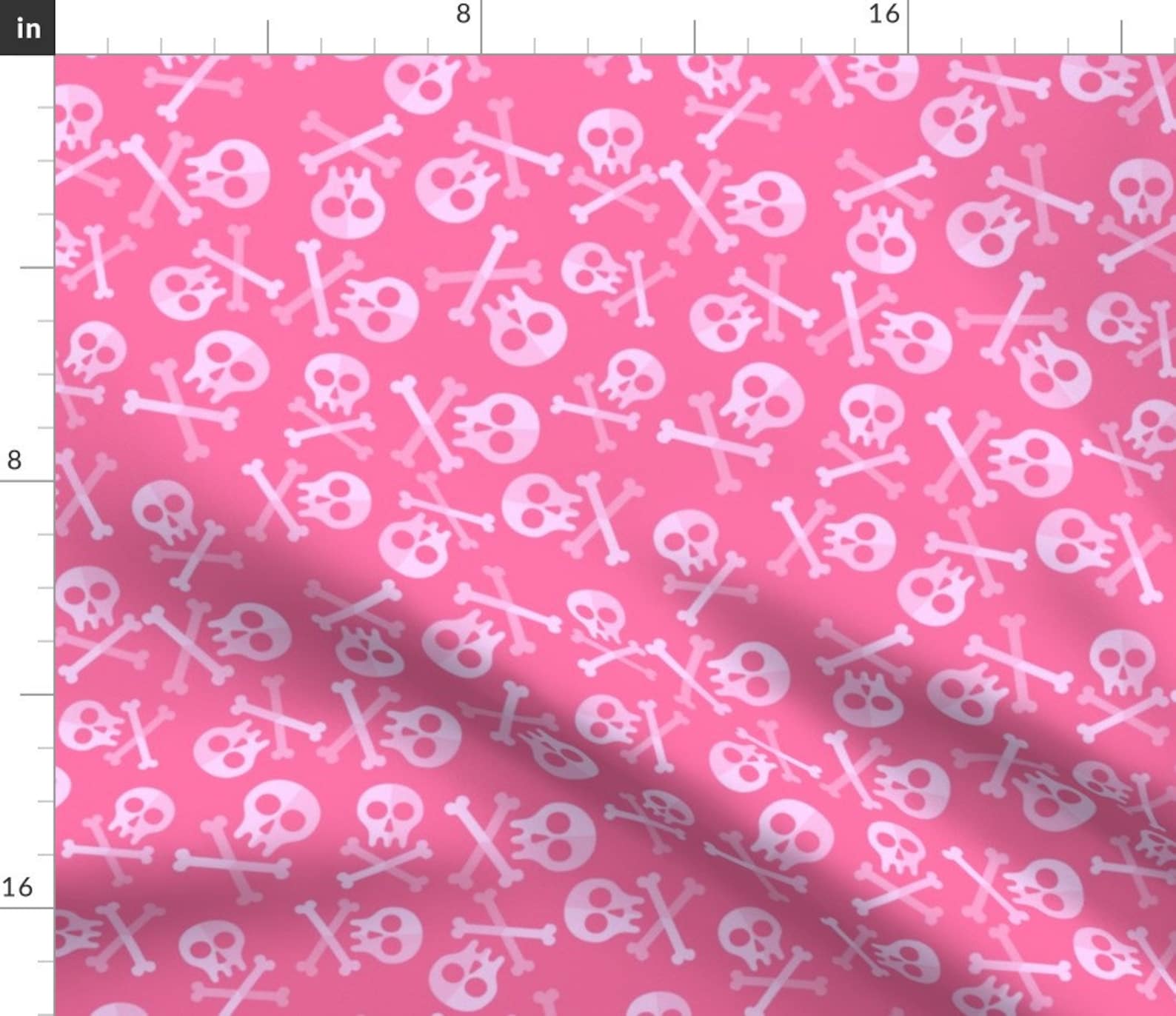 Pink Skull Fabric Cute Pink Skulls and Bones by Ksanask - Etsy