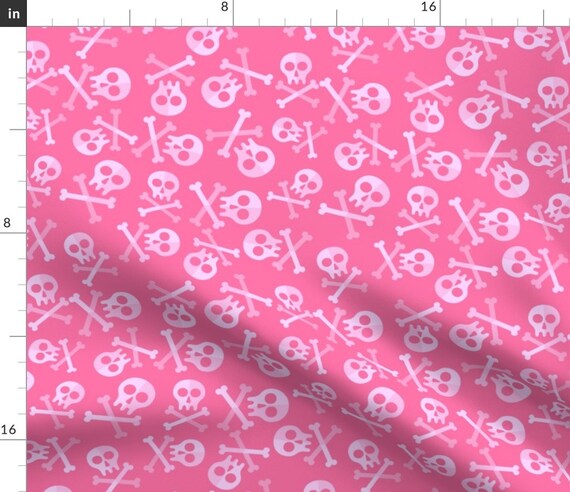 Pink Skull Fabric Cute Pink Skulls and Bones by Ksanask | Etsy