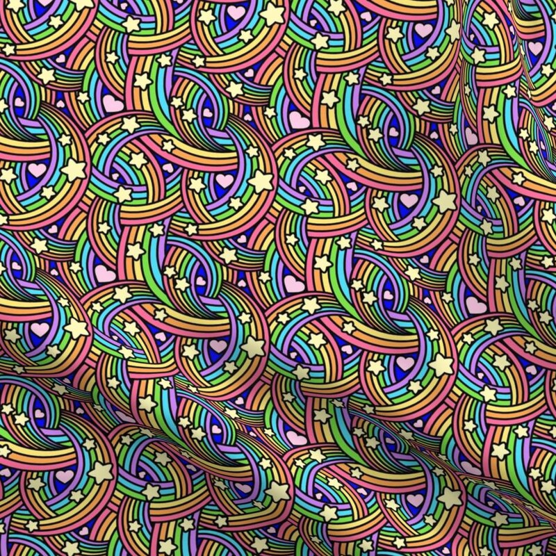Rainbow Cotton Fabric by the Yard - Etsy