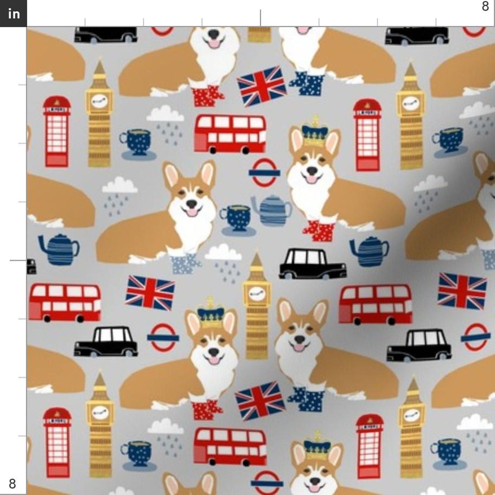 Corgi Fabric - Corgis in London - British Union Jack Fabric Queen by ...
