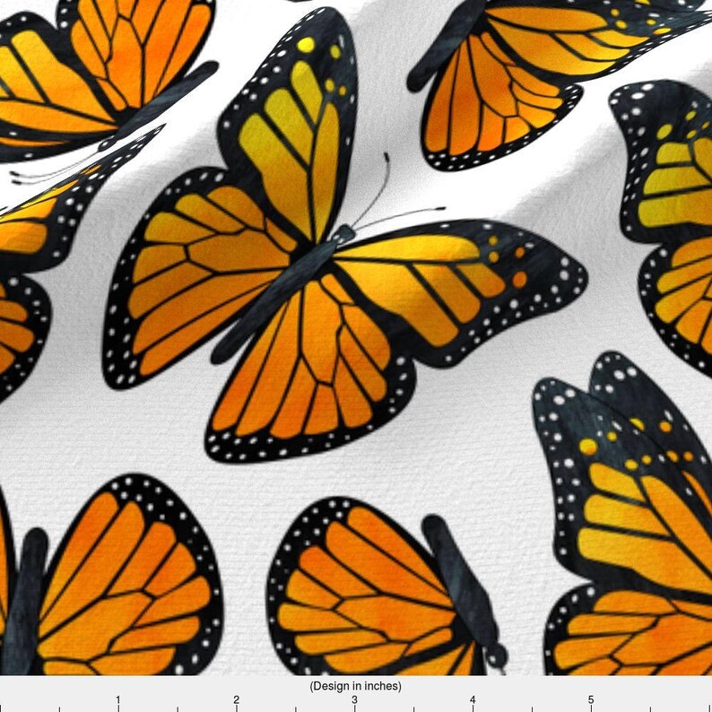 Monarch Fabric Monarch Butterfly Watercolor By Jannasalak | Etsy