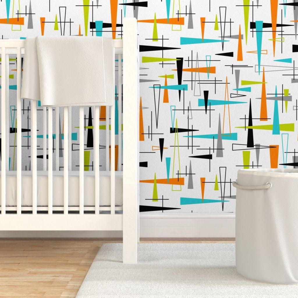 Triangles Mid Century Modern Wallpaper Triunity 6a by | Etsy