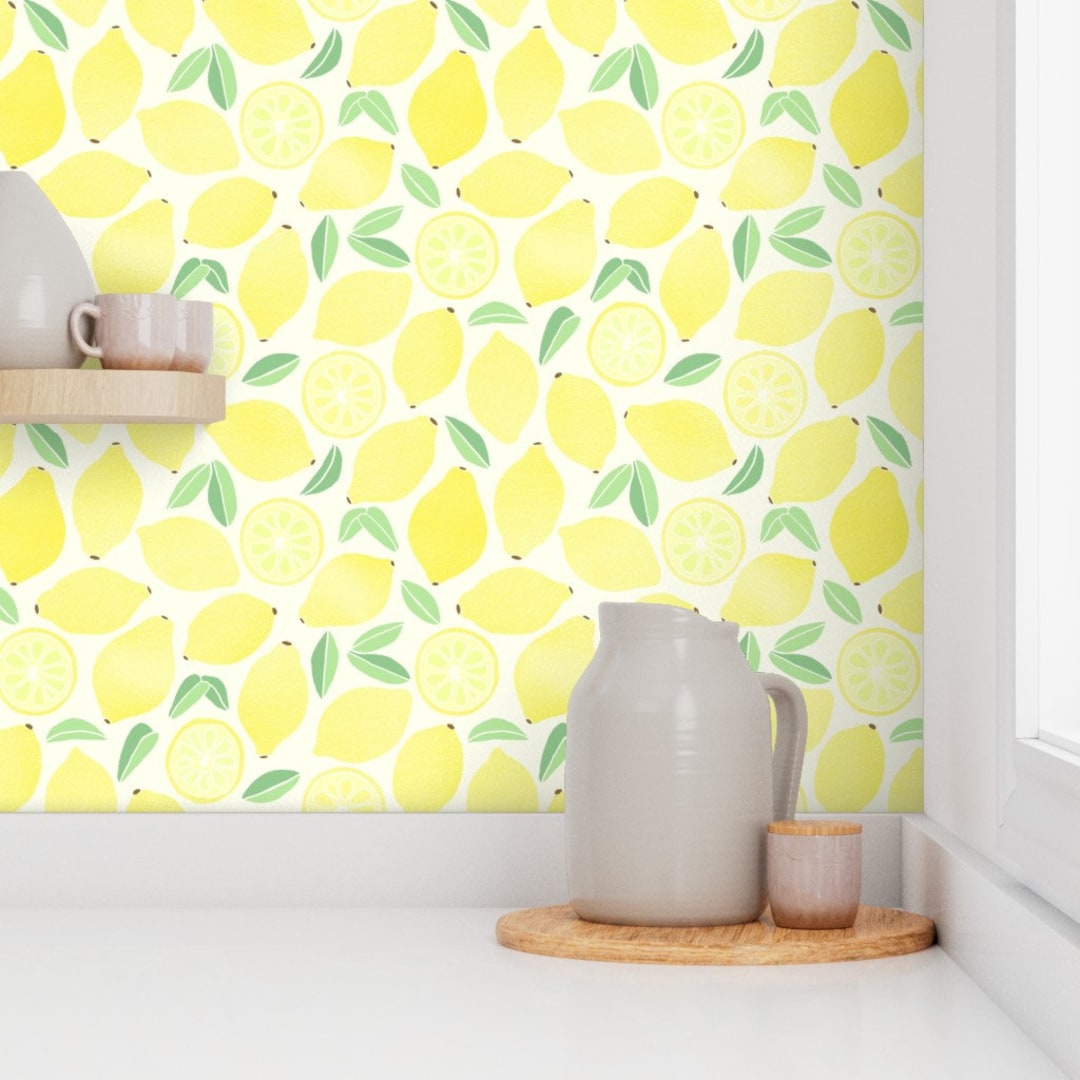 Lemon Wallpaper - Summer Lemons by Tangerine-tane - Lemon Kitchen Decor ...
