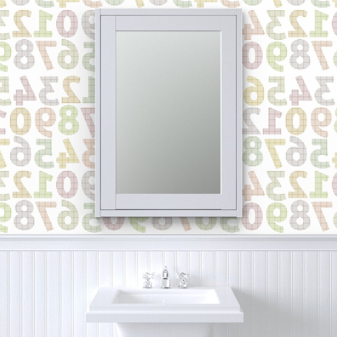 Number Wallpaper Jumbo Number Grid on White by Weavingmajor - Etsy