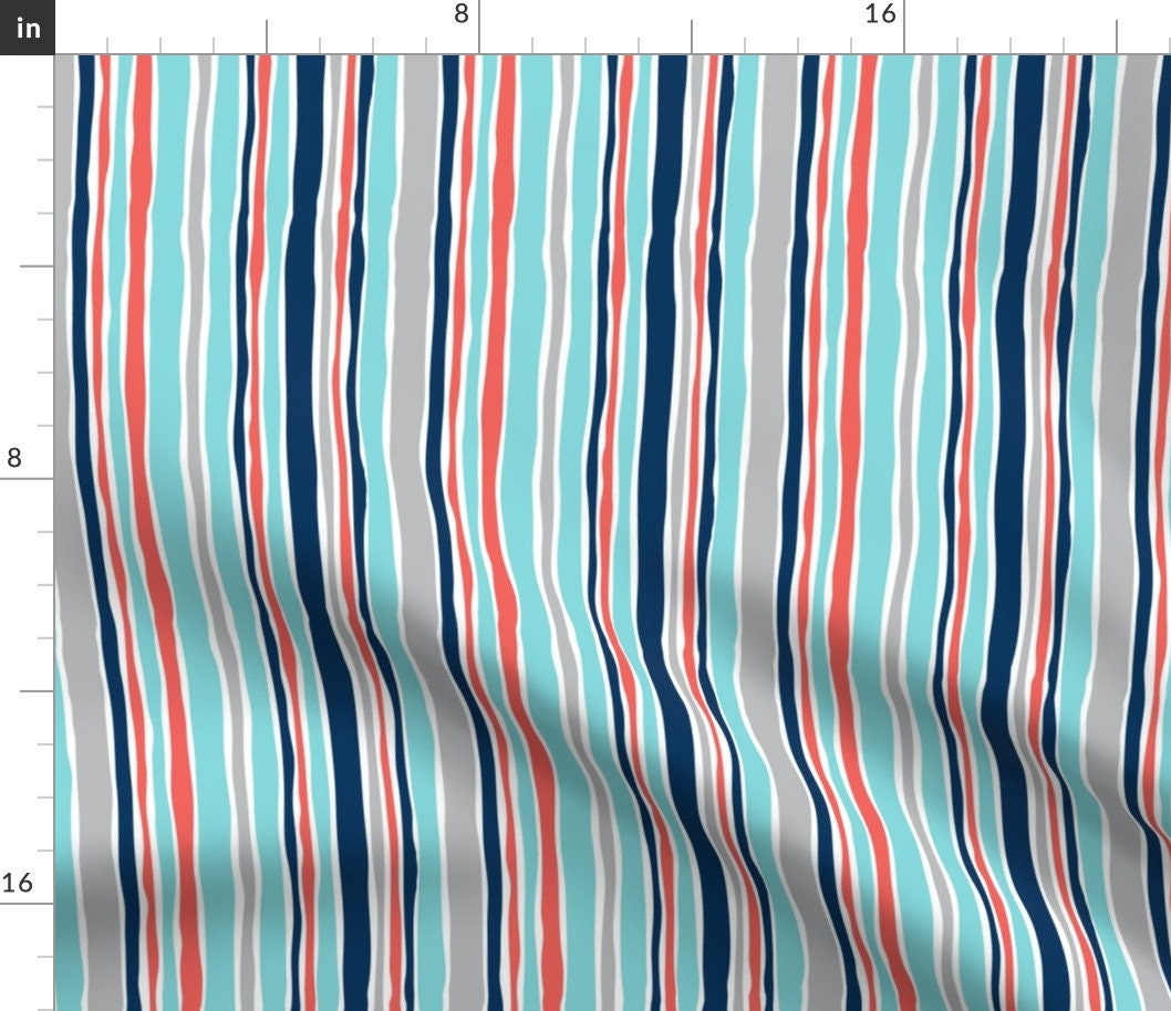 Nautical Stripe Fabric Swab The Deck Nautical Stripe By | Etsy