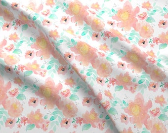 Floral Watercolor Fabric Indy Bloom Pink Plush Florals By