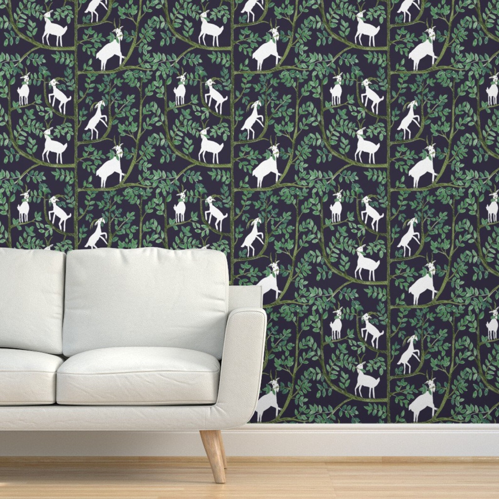 Goat Wallpaper Happy Goat-together in Trees by Scarlette - Etsy