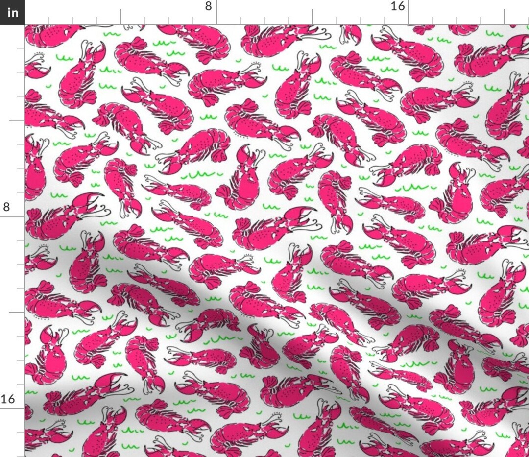 Summer Seafood Fabric Do You Like Shrimps by Uramarinka Pink Sea ...