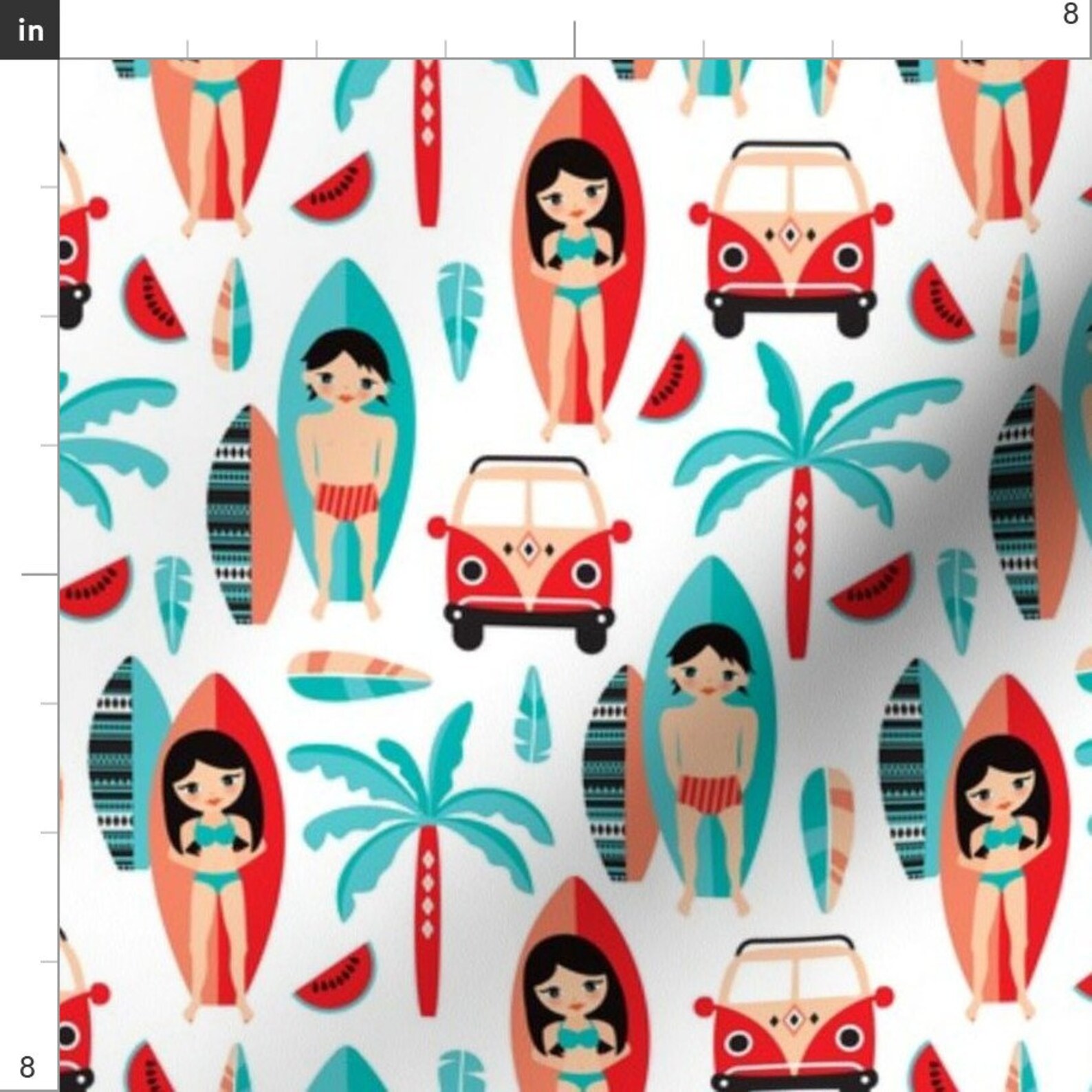 Surfer Fabric Summer Tiki Hawaii Summer Tropical Paradise | Etsy