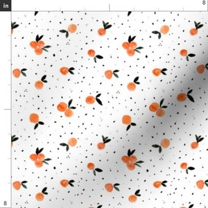 Clementine Watercolor Fabric Clementine and Dots on White S by Crystal ...