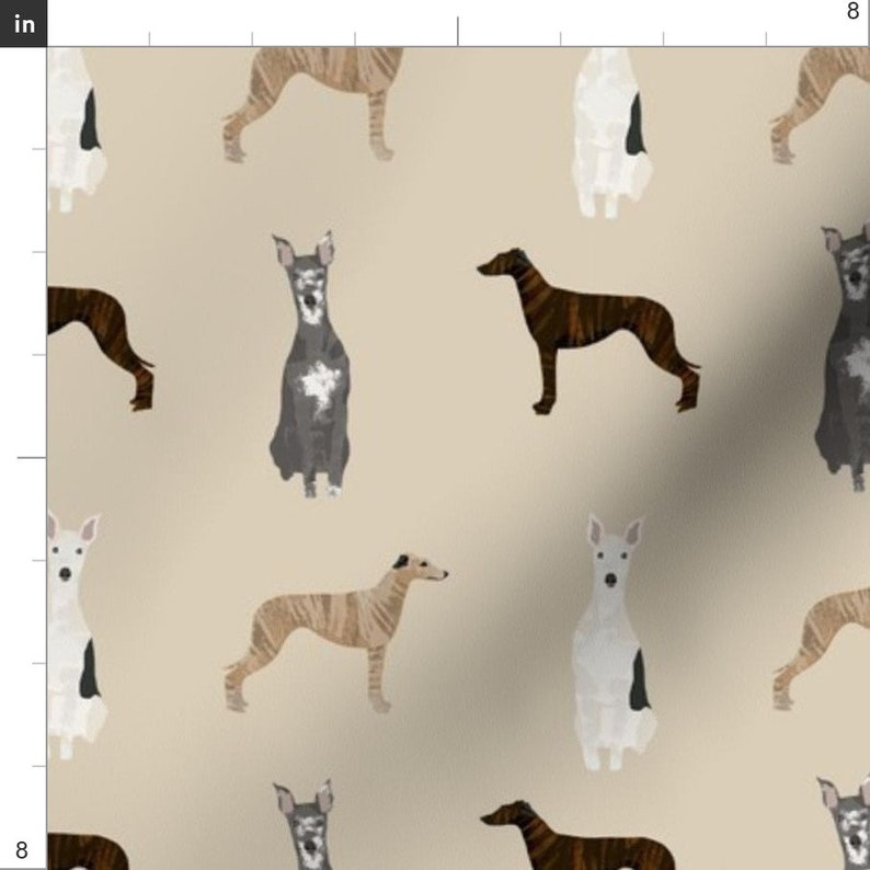 Dog Fabric Whippet Simple Dog Breed Fabric Tan by - Etsy