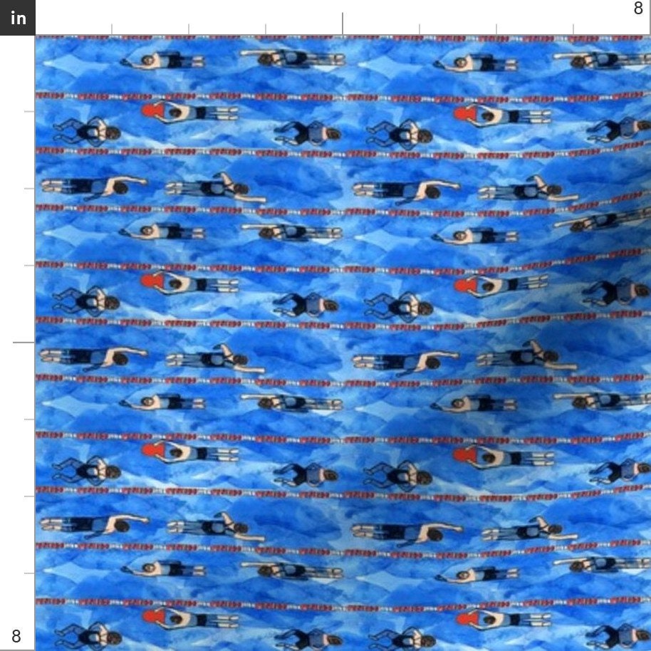 Swim Team Fabric Swimming Laps by Eileenmckenna Swim Team - Etsy