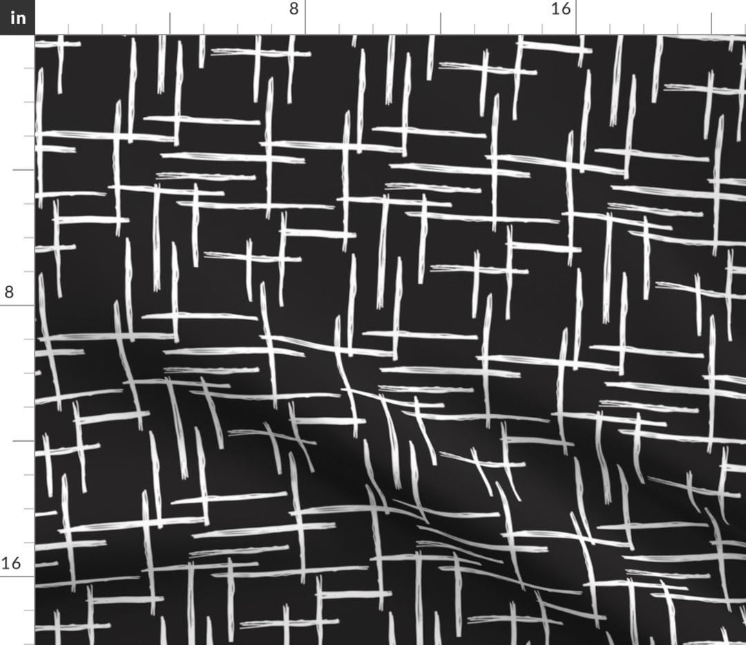 Black and White Abstract Fabric Geometric Black and White Grid Fabric ...