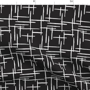 Black and White Abstract Fabric Geometric Black and White Grid Fabric ...