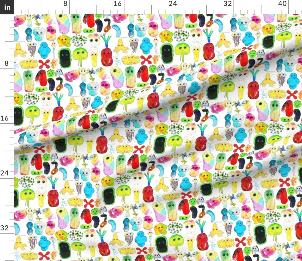 Bacteria Fabric Rainbow Microbes by Heckadoodledo School - Etsy