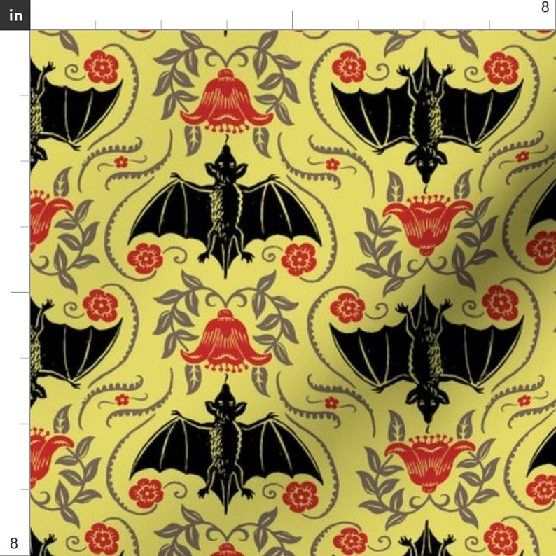 Pollinators Abstract Bats Yellow Pattern Fabric Blossom Bat - Etsy