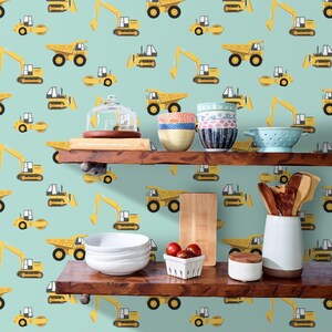 Digger Wallpaper Construction Trucks by Littlearrowdesign Yellow Custom ...