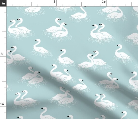 Swan Fabric Swans by Morecandystudio Swan Bird Water - Etsy