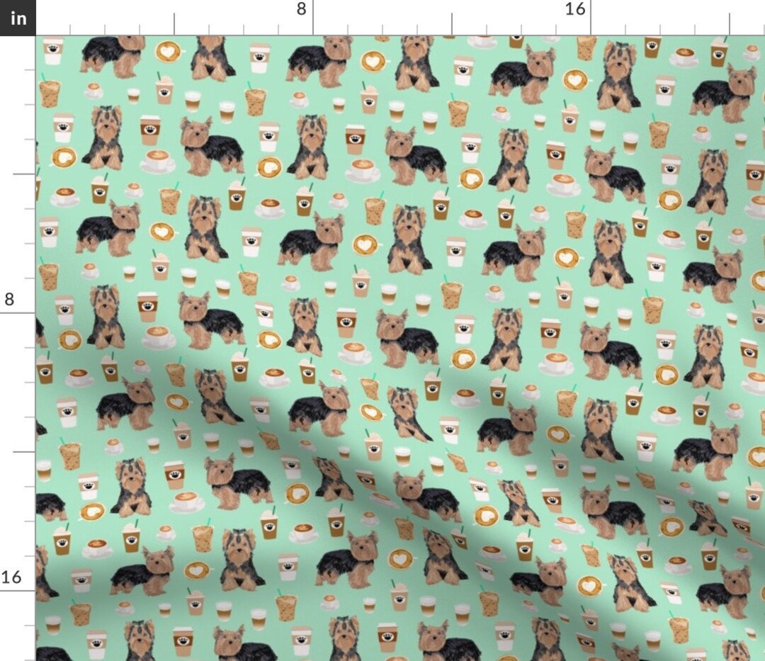 Yorkie Fabric Yorkie Coffee Yorkshire Terrier Design Cute Dogs by ...