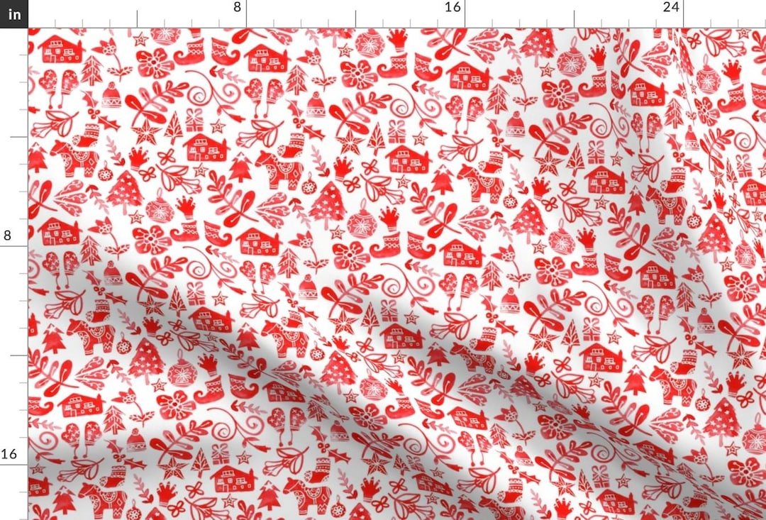 Mod Scandi Winter Fabric - Red Christmas by Emmaallardsmith ...