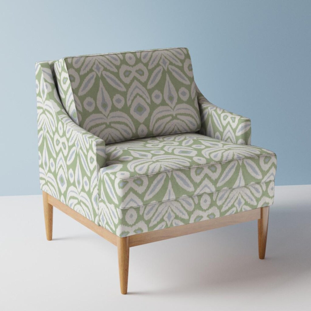 Green Blue Ikat Upholstery Fabric- Large Green Ikat by Danika_herrick ...
