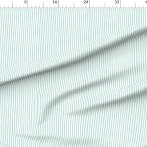 Mint White Stripe Fabric Perfectly Pinstripe in Mint // - Etsy