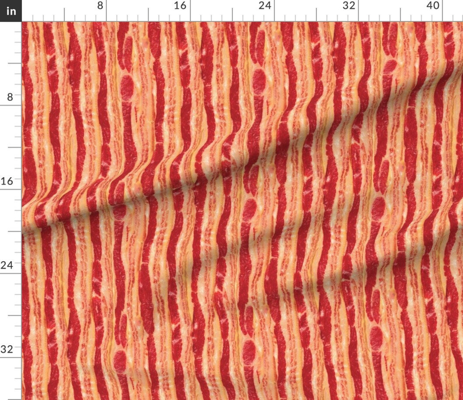 Bacon Fabric Bacon Slabs by Xoxotique Bacon Stripes Cotton | Etsy