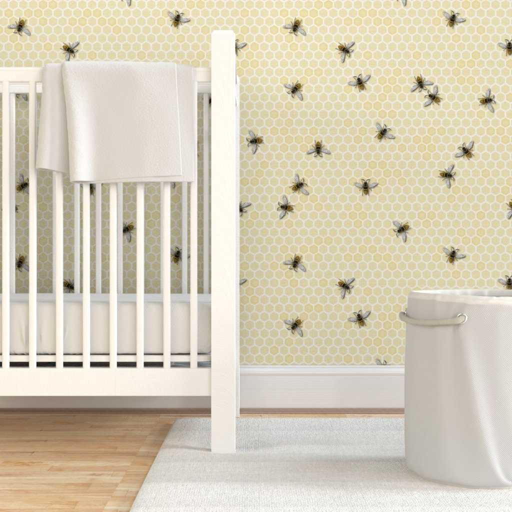 Bee Wallpaper Honey A Bee Farm by Juliesfabrics Bees - Etsy