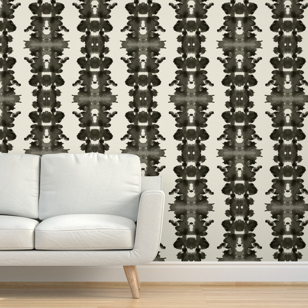Ink Blot Wallpaper Soot on Cream Double Inkblot by Danika - Etsy
