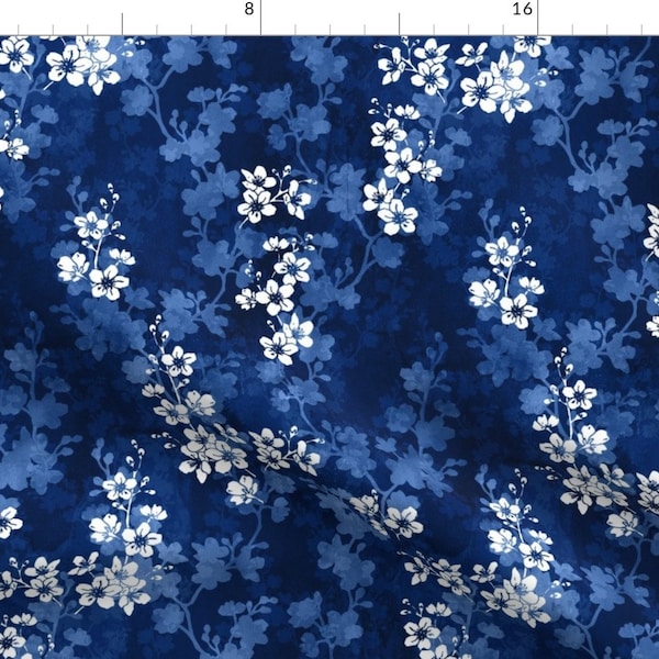 Blue Floral Fabric - Etsy