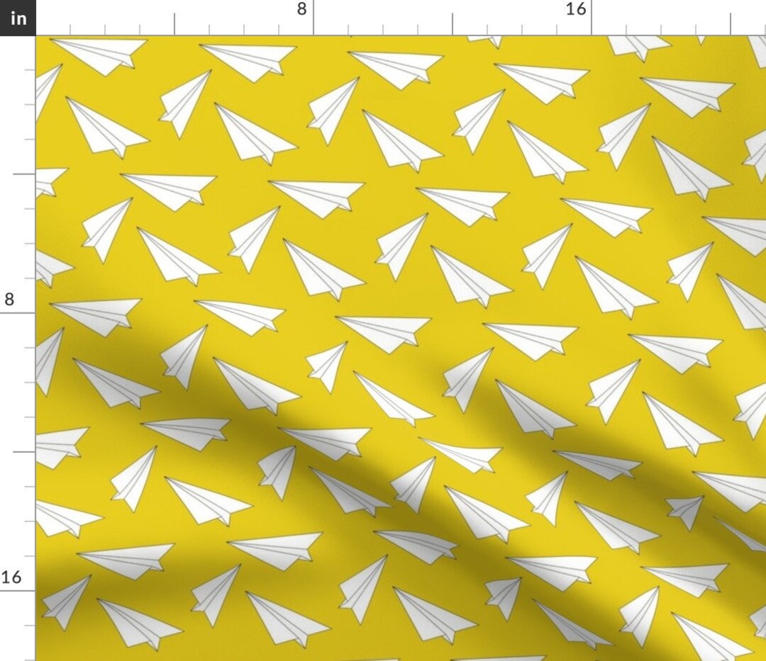 Airplanes Fabric Yellow Paper Plane by Elvelyckan - Etsy