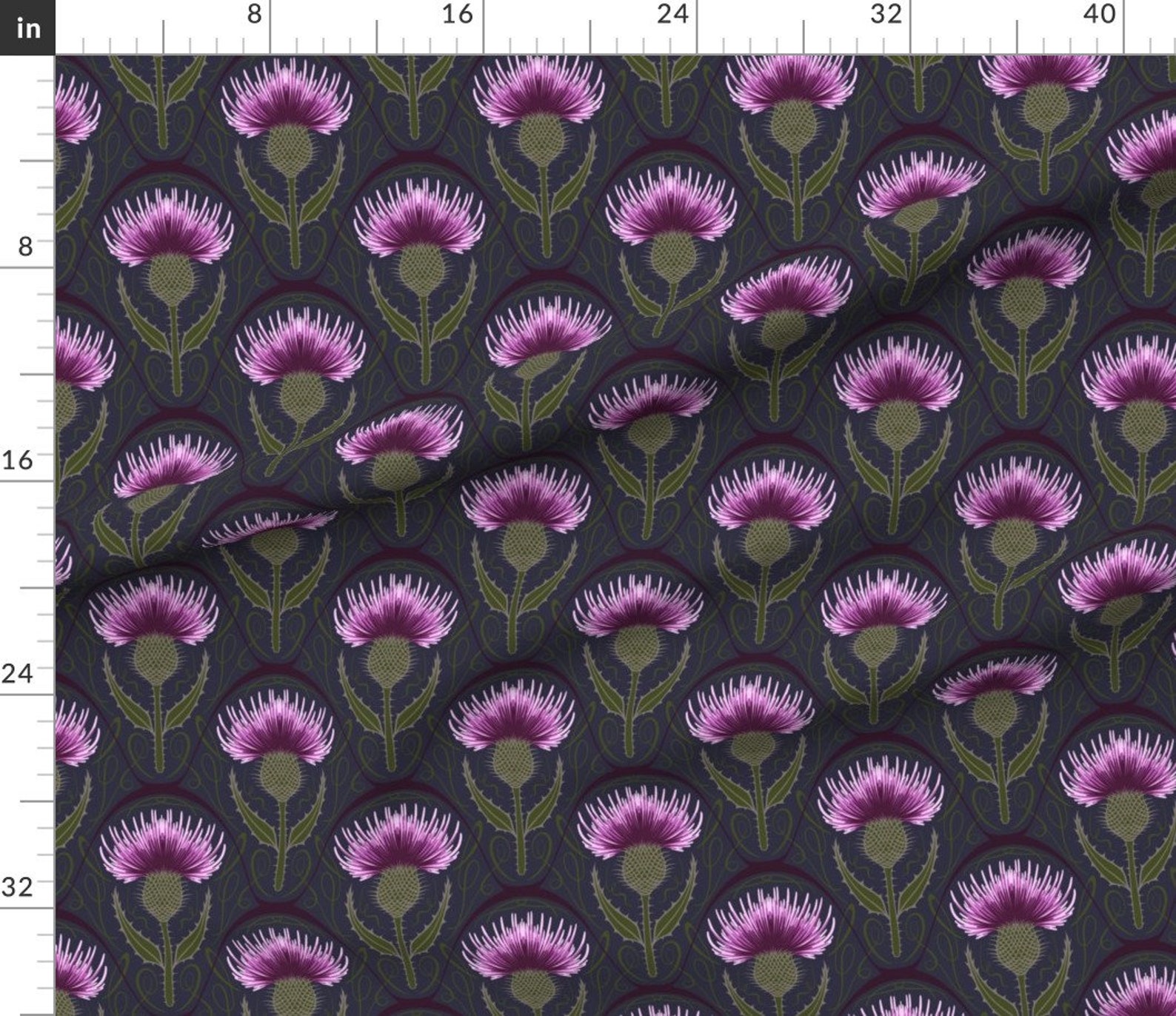 Thistle Fabric Art Nouveau Scottish Thistle by New Branch - Etsy