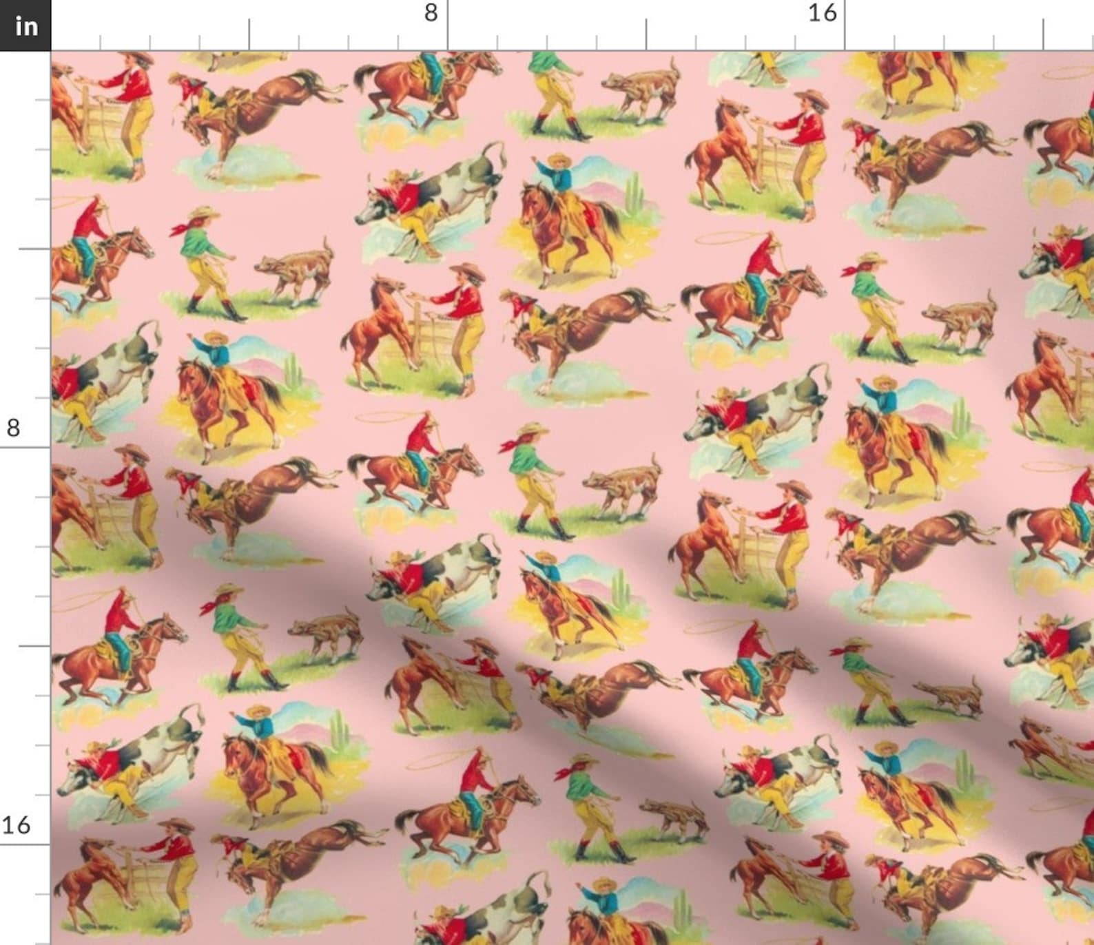 Pink Cowgirl Fabric Cowgirl Cowboy Pink by Parisbebe Western - Etsy
