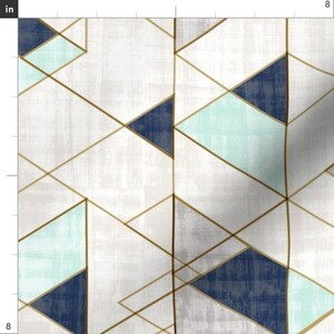 Triangles Fabric Mod Triangles Vintage Navy Mint Rotate by - Etsy