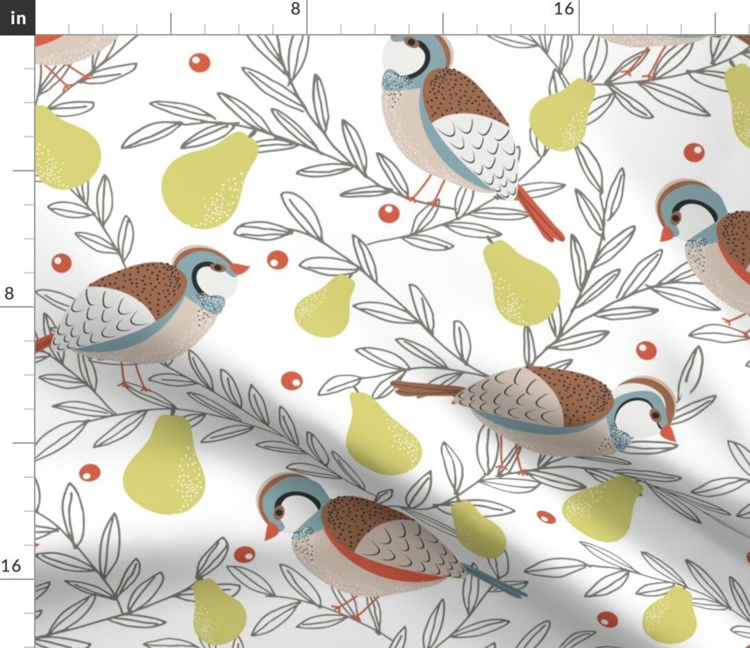 Christmas Partridge Fabric in A Pear Tree by Shelbyallison - Etsy