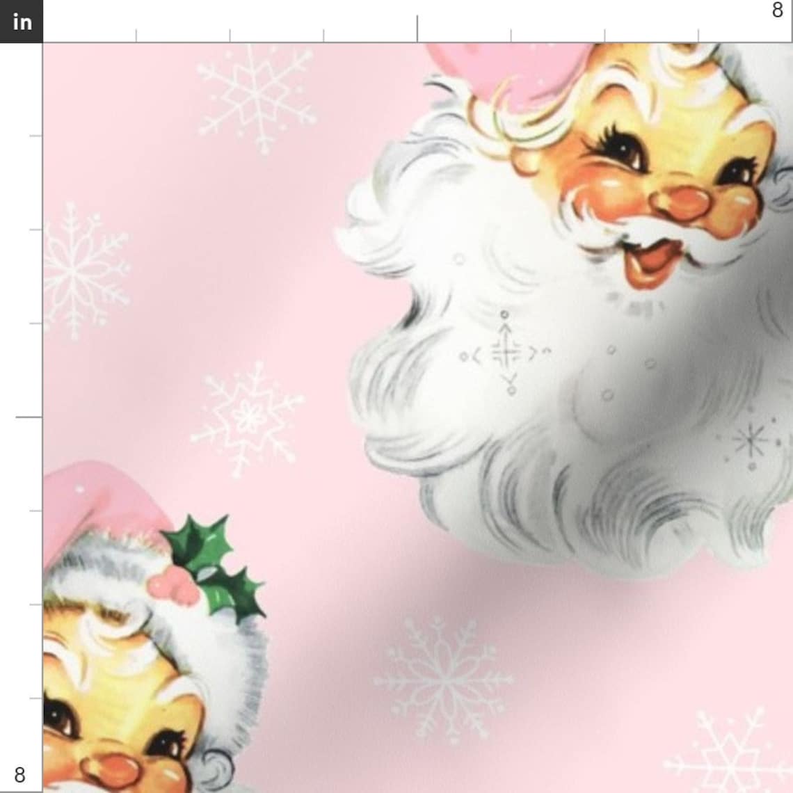 Vintage Santa Fabric Pink Retro Santa by - Etsy