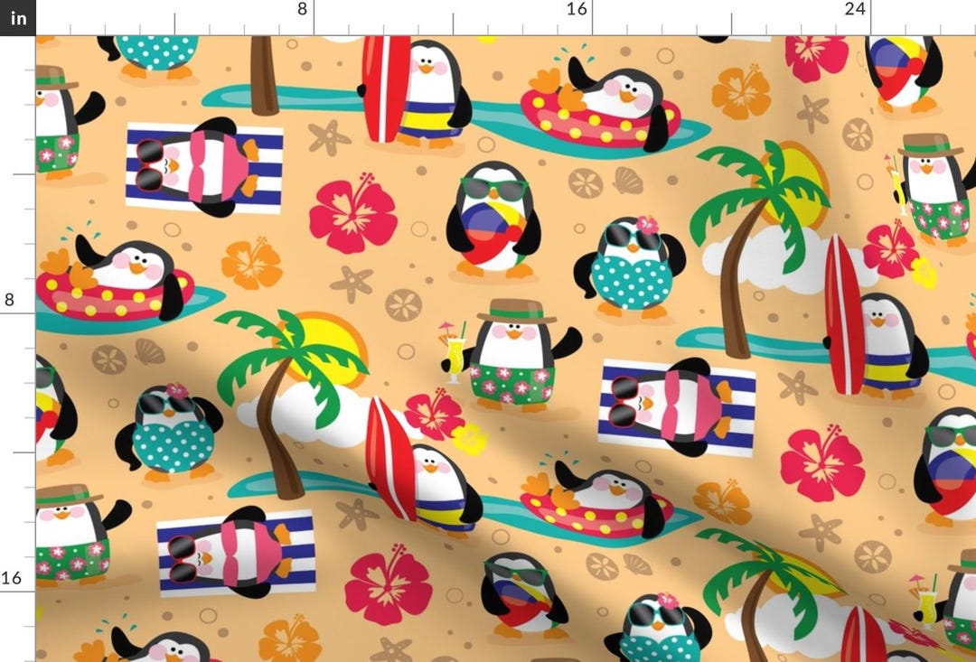 Penguins Fabric - Penguins in Paradise by Designs by Lisa K - Tropical ...