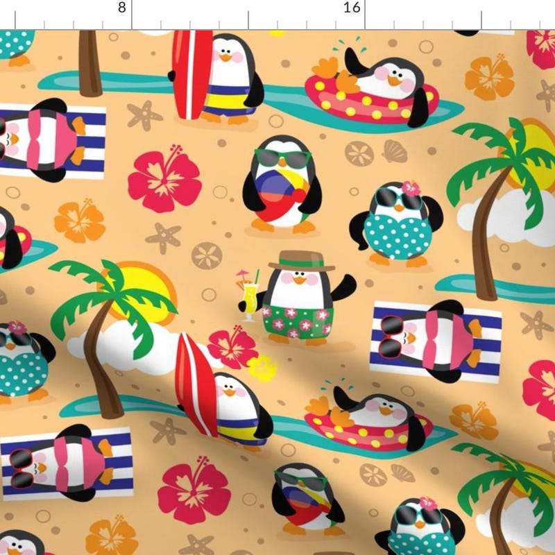 Penguin Fabric - Etsy