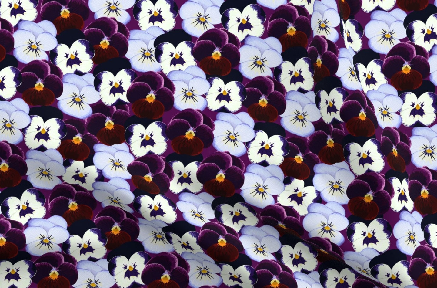 Floral Pansy Fabric Pansy By Innamoreva Floral Pansies | Etsy