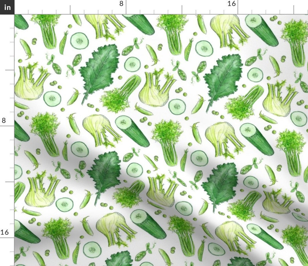 Vegetables Fabric Green Veggies by Countrygarden - Etsy
