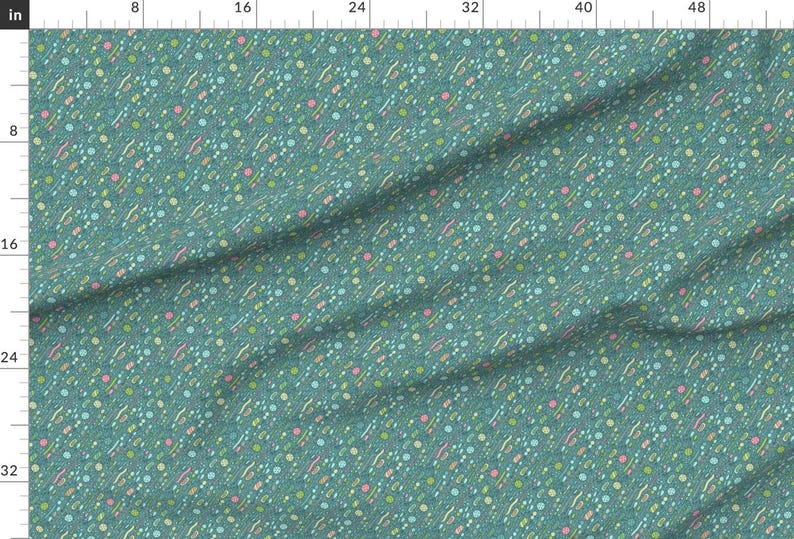 Bacteria Fabric - Microbes, Bacteria and Germs by Kostolom3000 - Blue ...