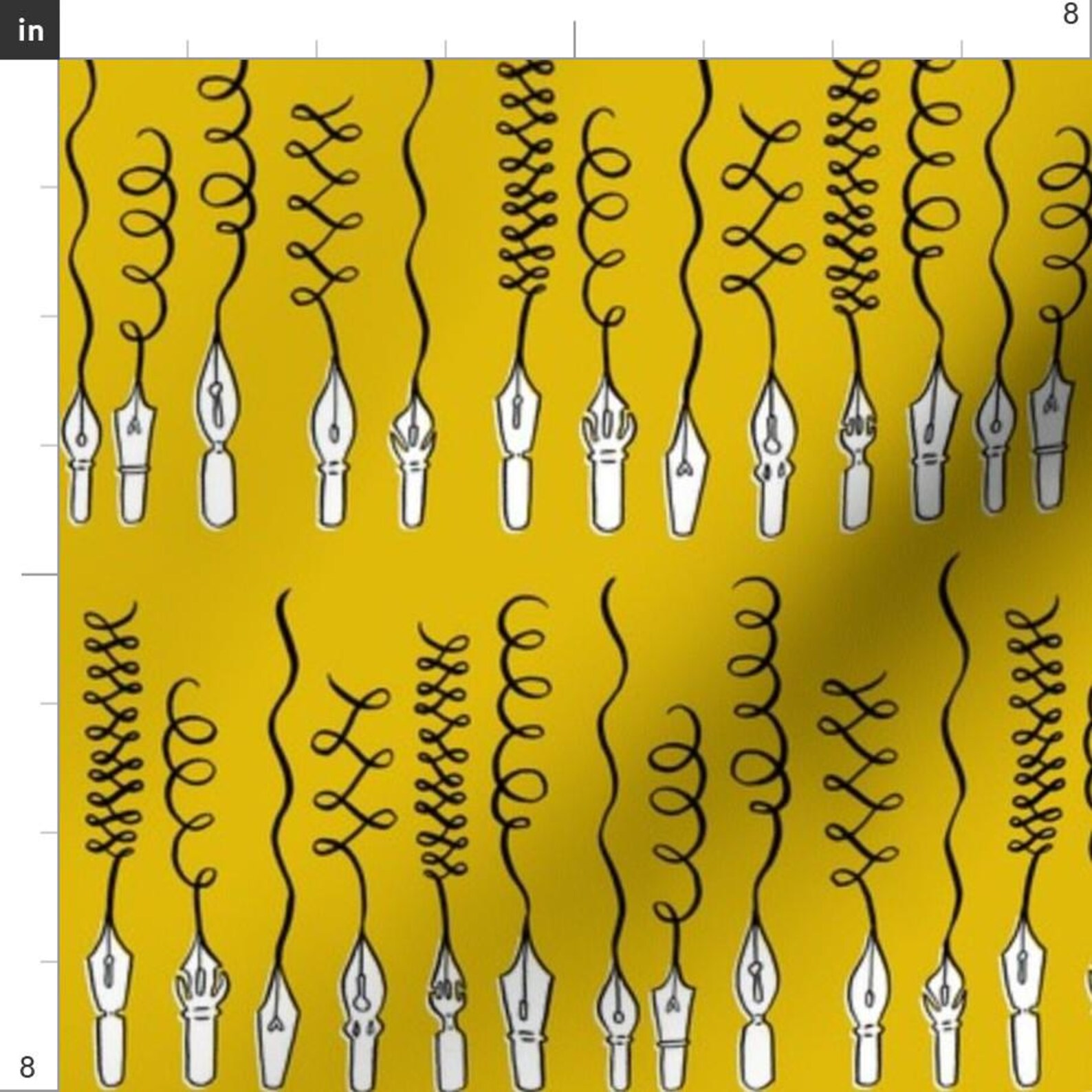 Calligraphy Fabric - Writing Nibs - Mustard by Kristinnohe - Mustard ...
