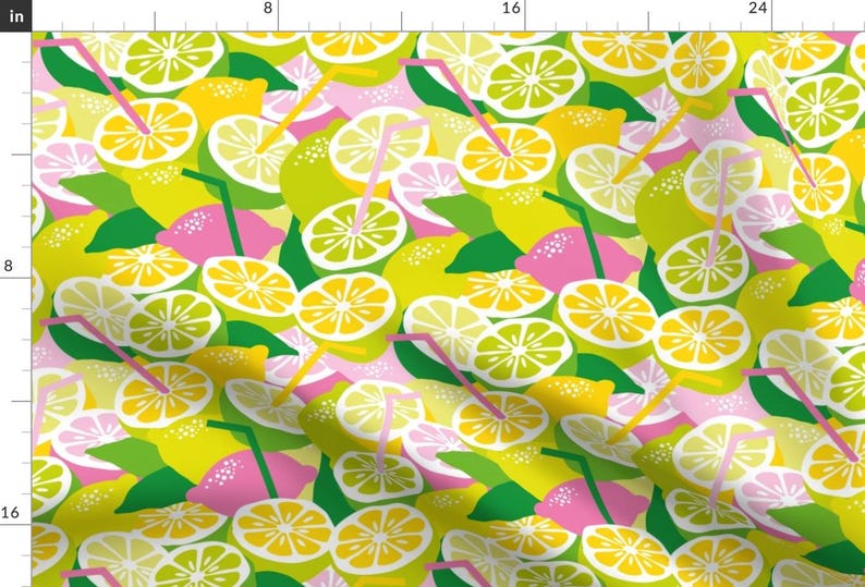 Lemonade Fabric - Find the Intruders by Cassiopee - Lemonade Straw Cute ...