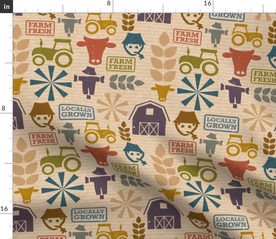 Organic Farm Fabric Farm-fresh by Linziloop Farmers Market Fresh Corn ...