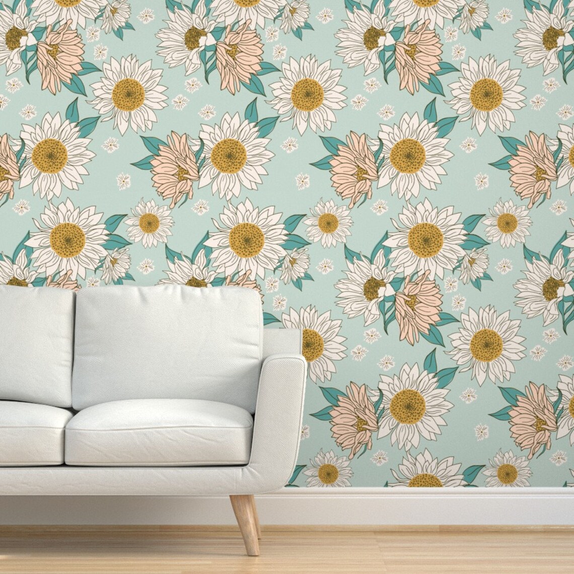 Jumbo Sunflower Wallpaper Boho Sunflowers by Indybloomdesign | Etsy