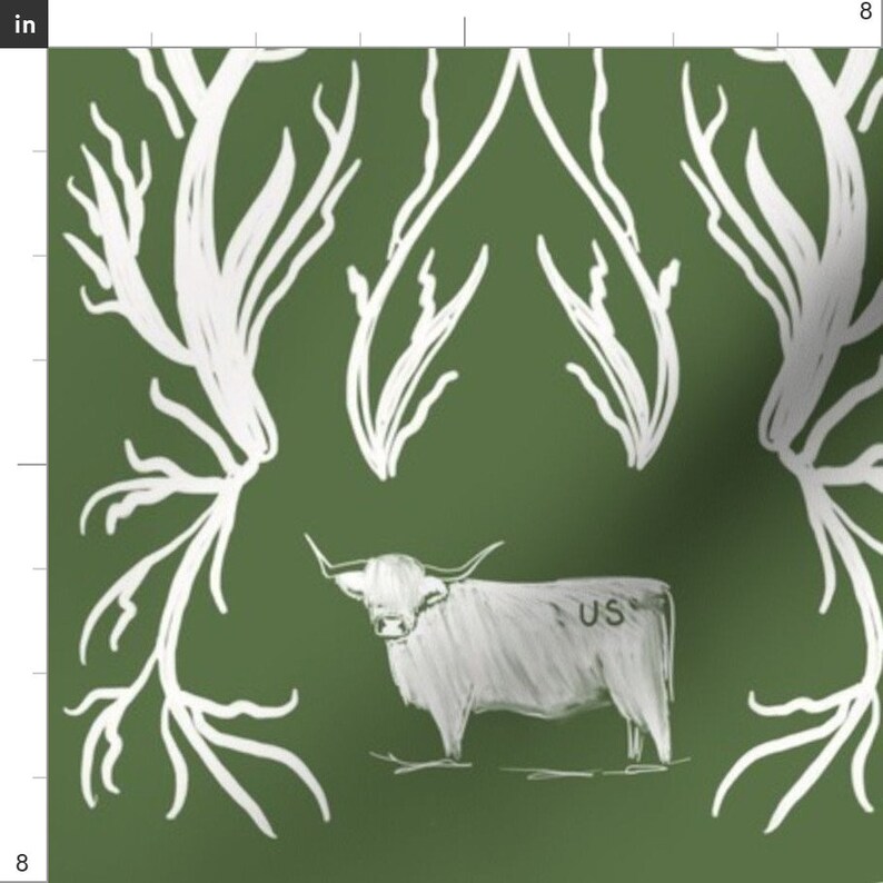 Damask Fabric Highlander Damask in Green by - Etsy