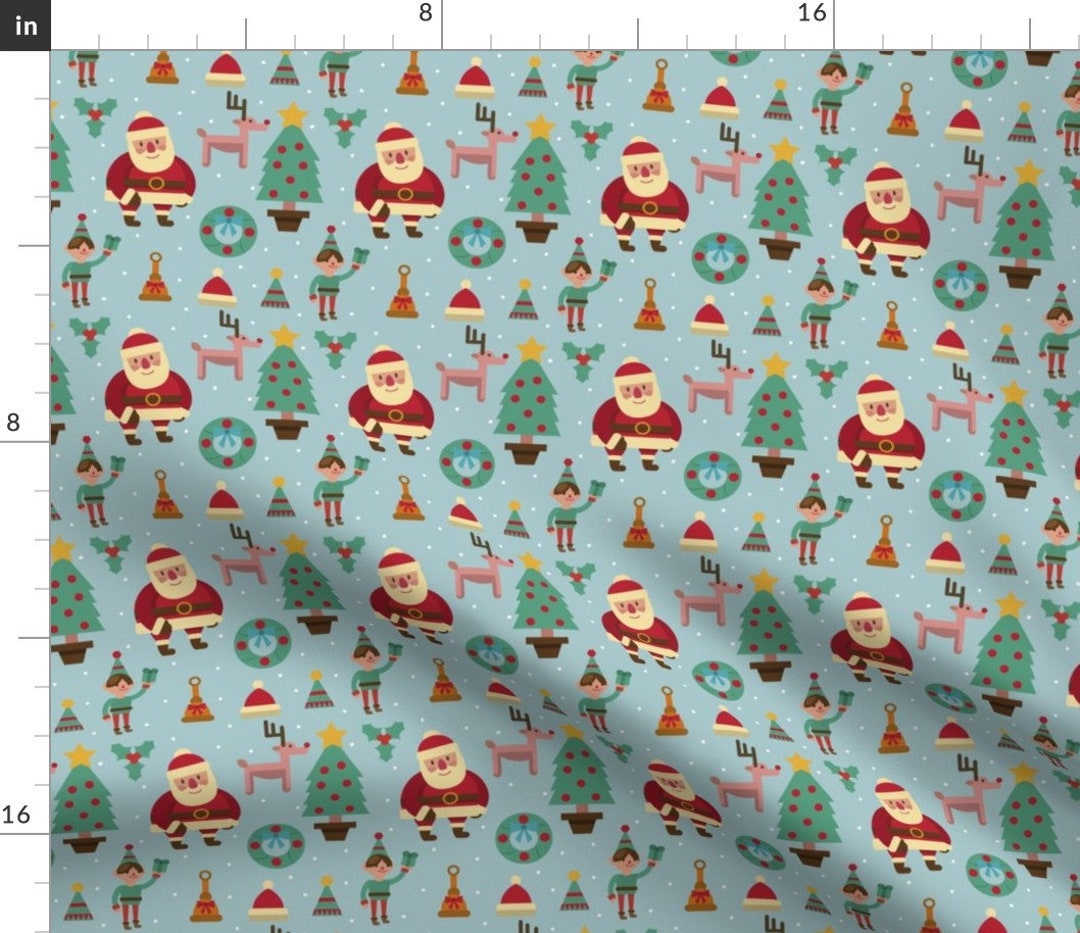 Christmas Fabric Santa Elf Reindeer Christmas Tree Winter - Etsy