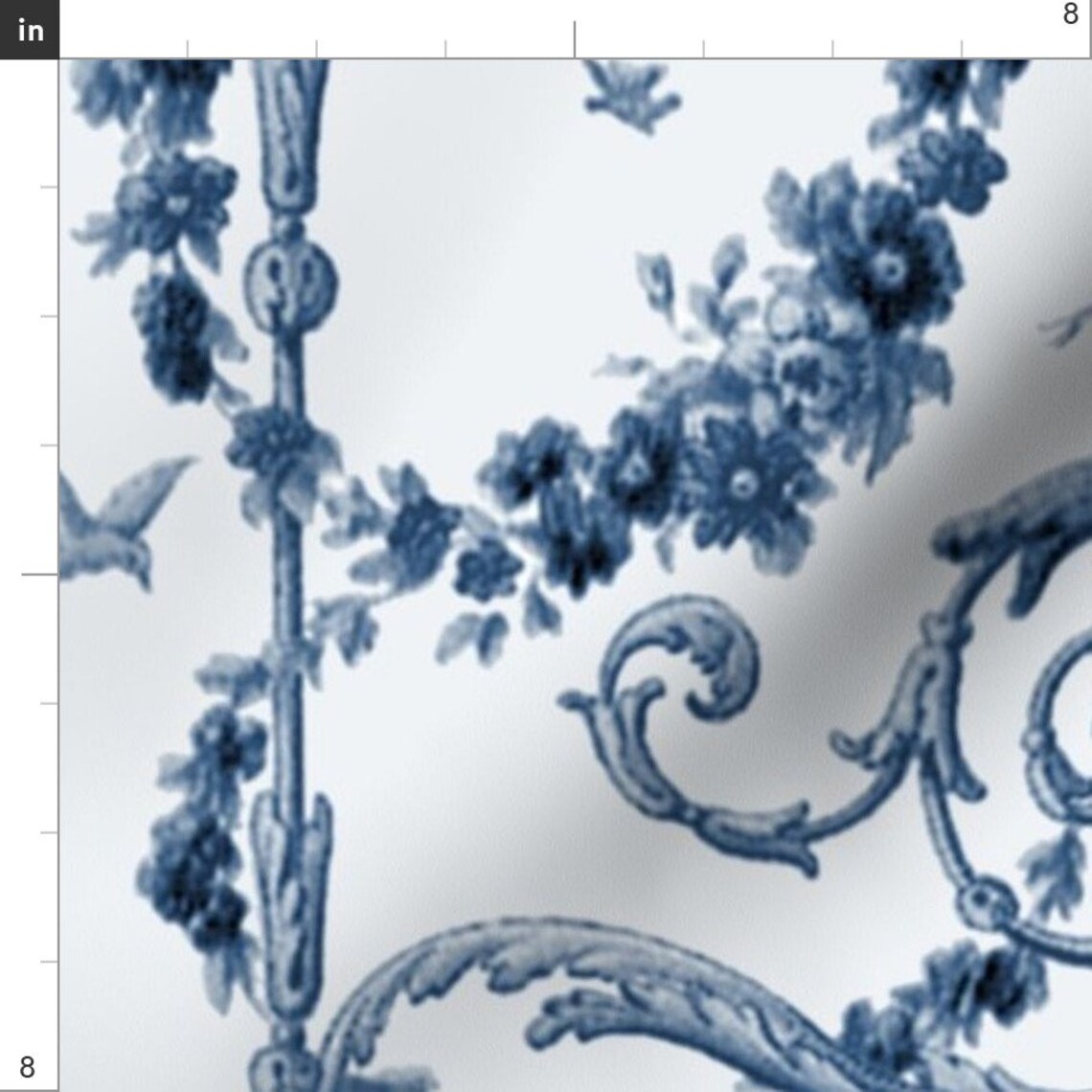 Blue and White Rococo Fabric Rococo Lovers Louis Xvi Marie - Etsy